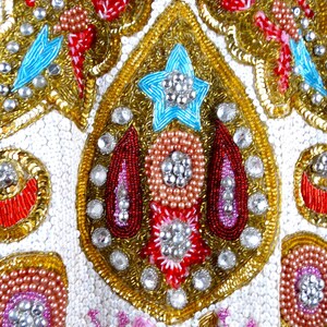 RARE Jewel Embellished GLAM White Sequined Beaded Jacket / Gold Star ...
