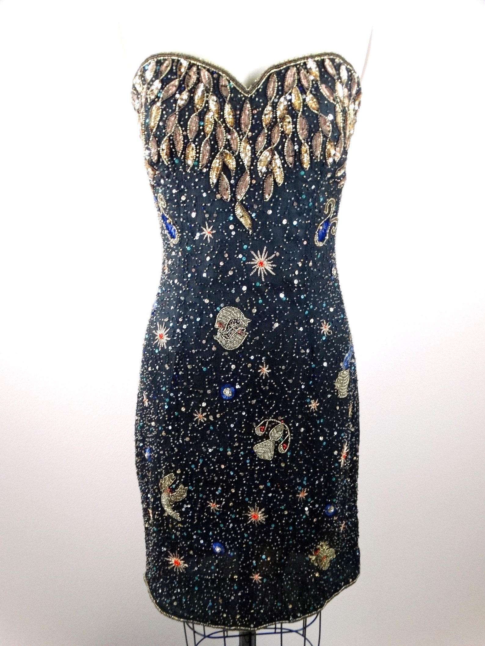 Zodiac Sequin Mini Dress, Astrology Beaded Party Dress - Etsy