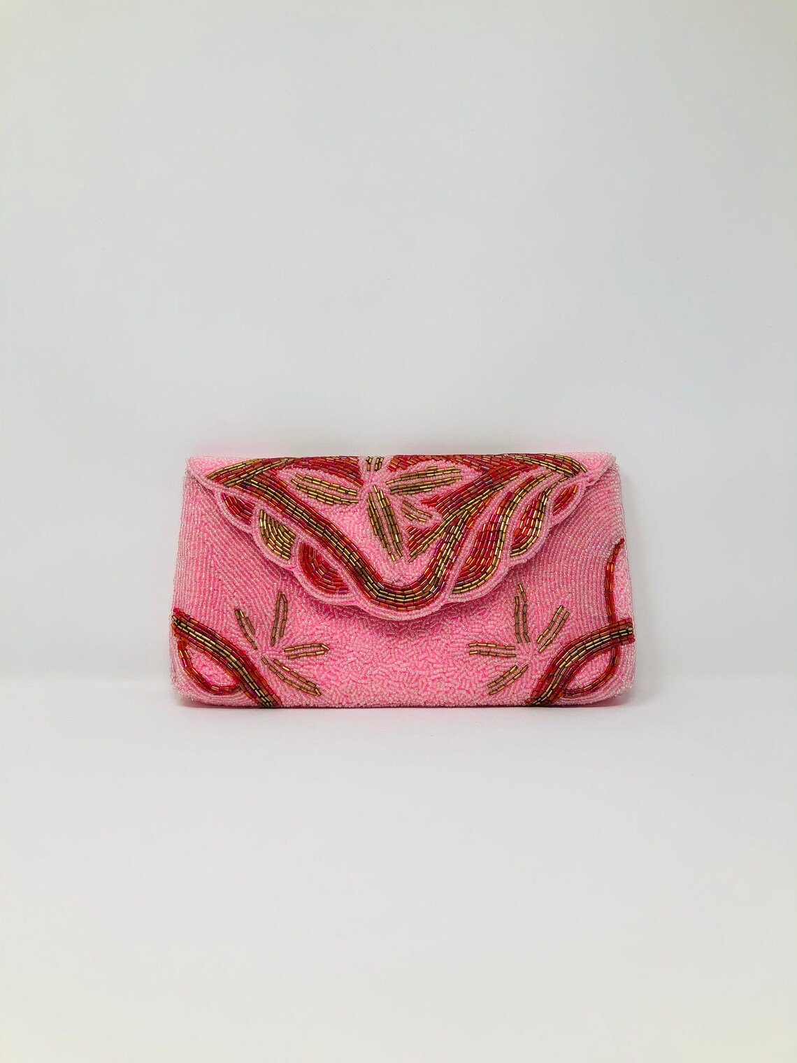 Pink Bridal Beaded Art Deco Handbag // Vintage Beaded Clutch - Etsy