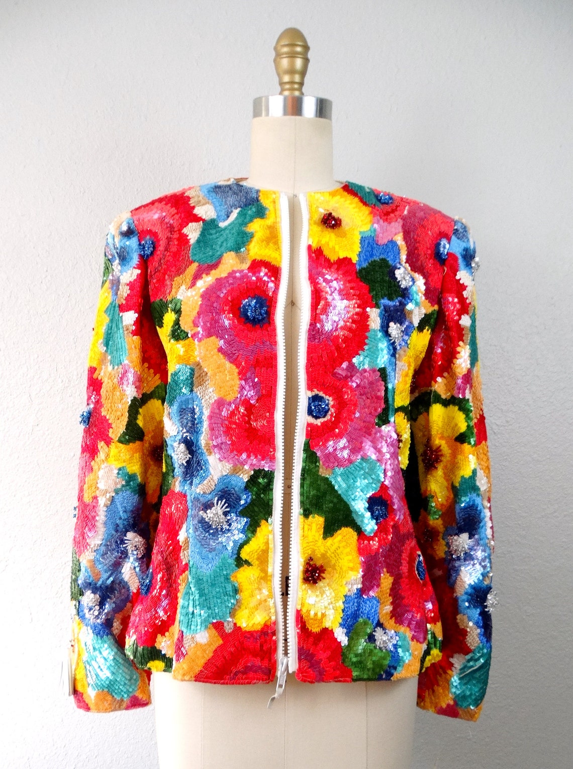 Haute Couture Crystal Beaded Jacket / RARE Vintage Bill Blass Designer ...