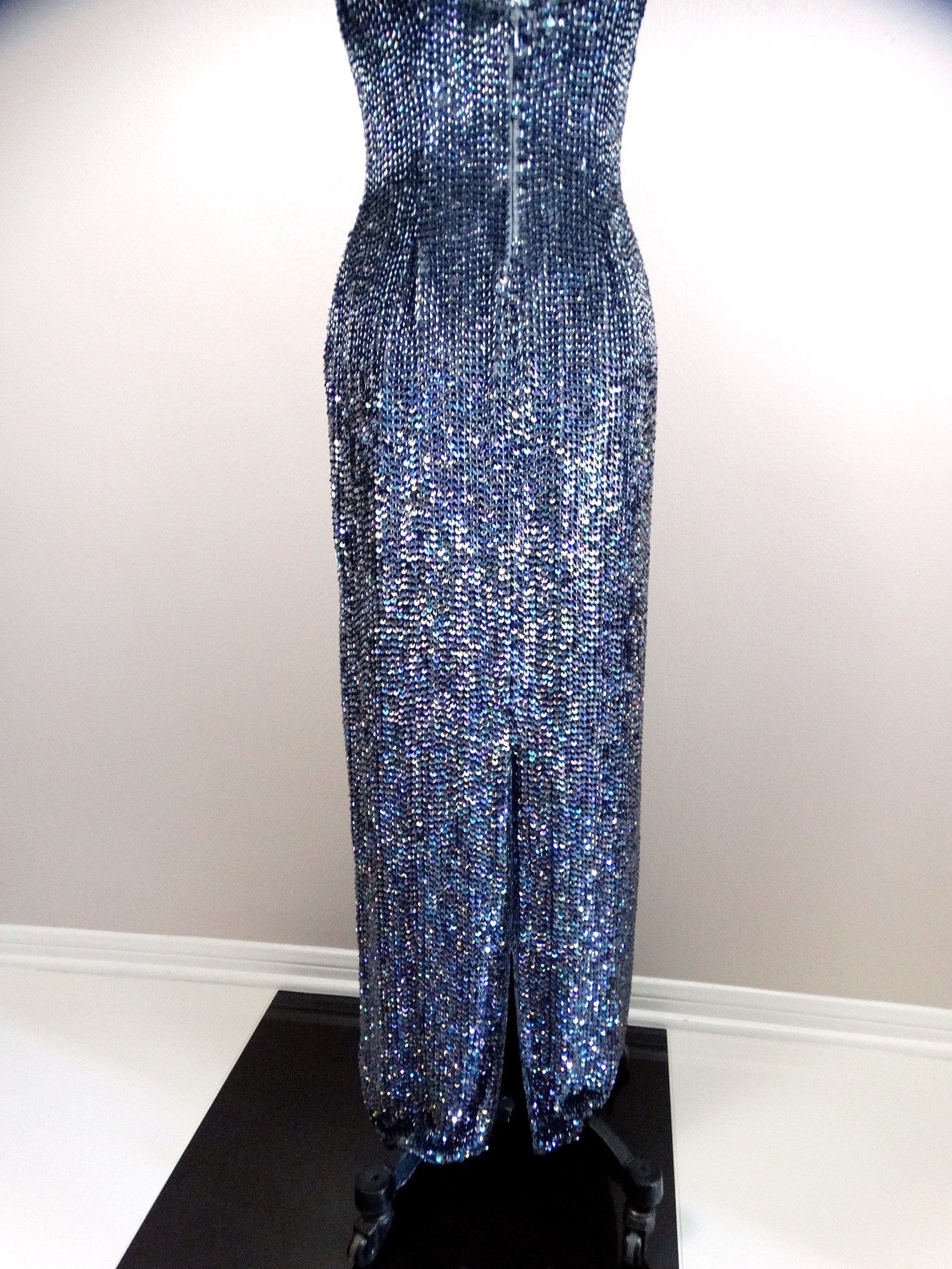 Oilslick Sequin Gown / Iridescent Black Sequined Full Length Dress - Etsy