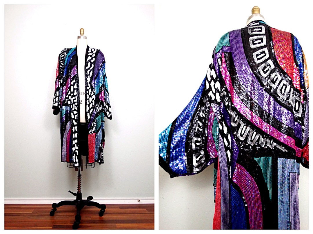 INCREDIBLE Fully Sequined Duster / Retro Embellished Long Jacket ...