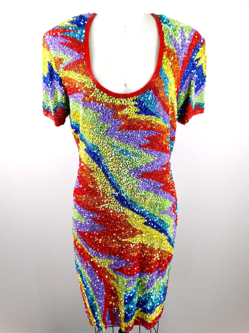 RIAZEE Sequined Dress // RARE Retro Sequin Dress / Vintage - Etsy