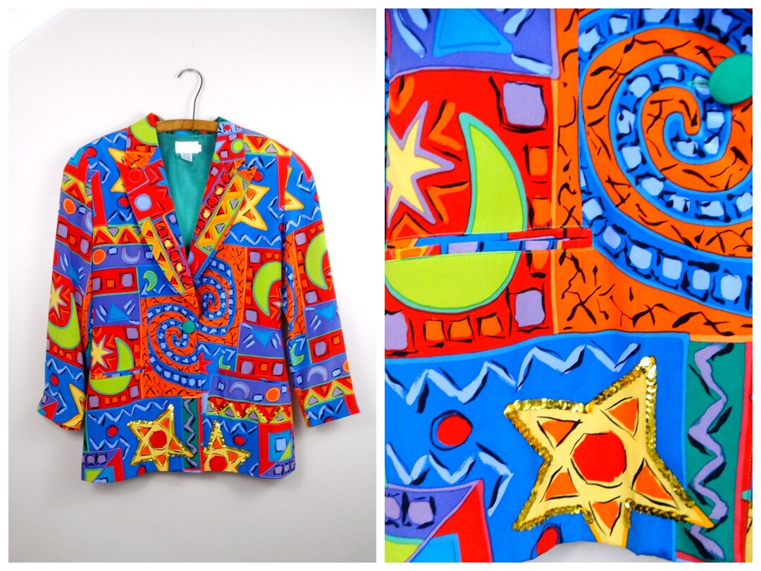 90s Color Block Funky Blazer / Vintage Retro Jacket - Etsy