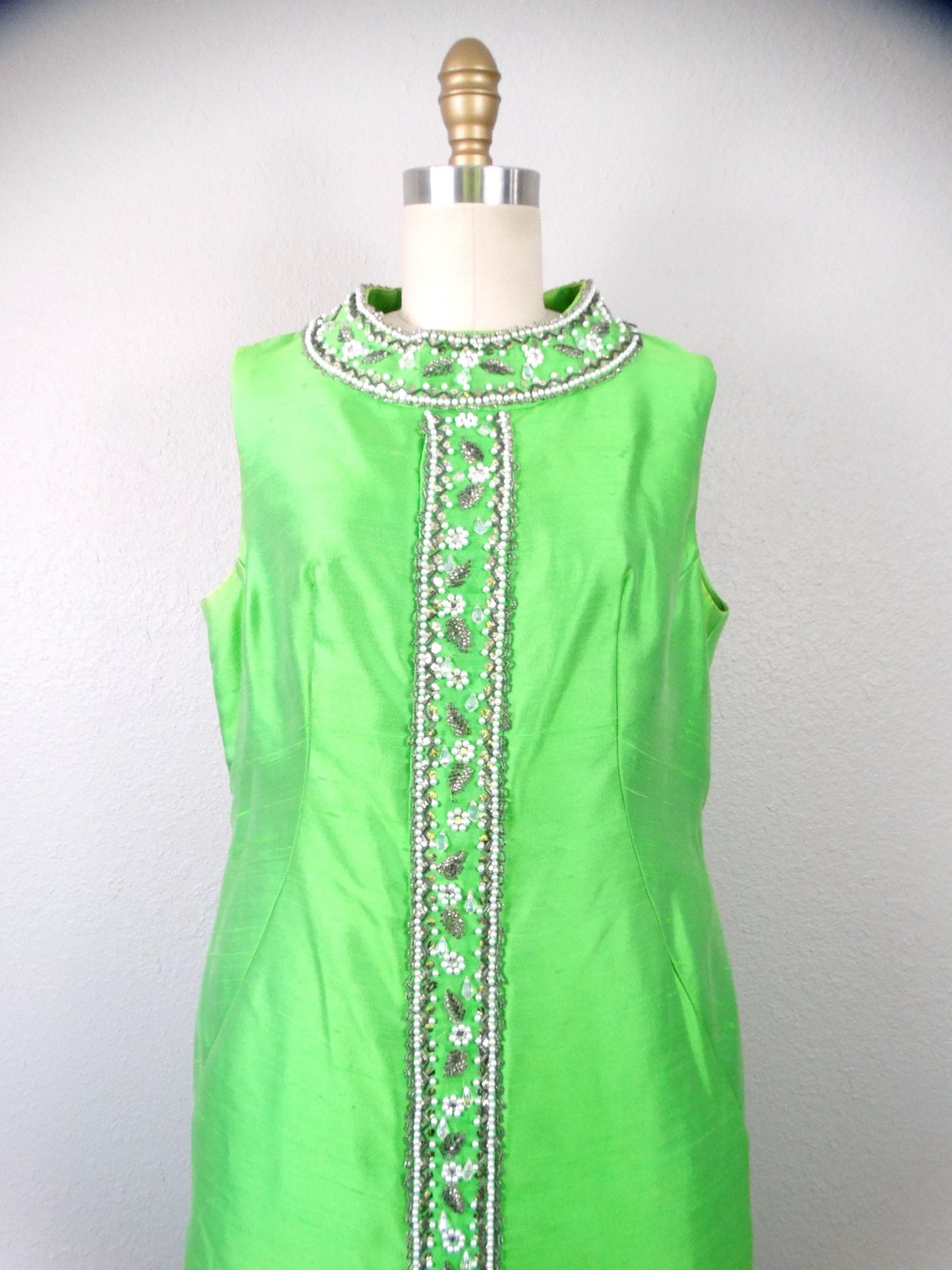 50s 60s Lime Evening Dress & Coat / 1950’s 1960's MCM Vintage Couture ...