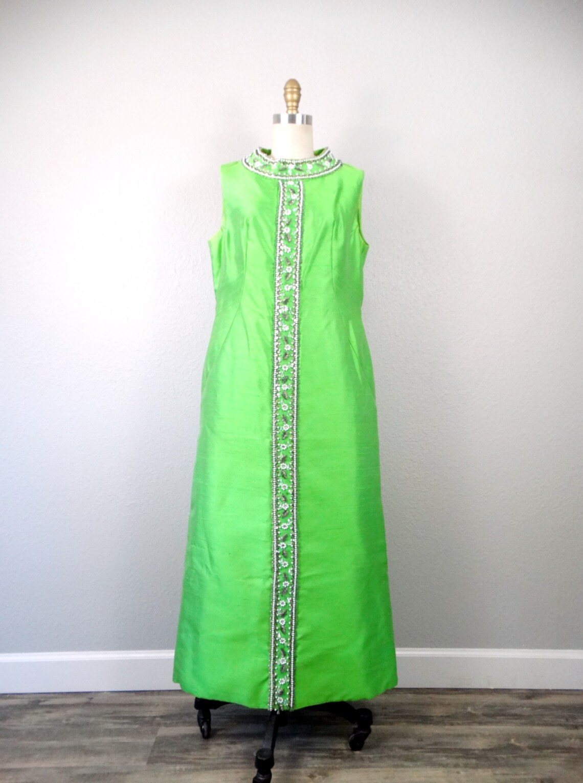 50s 60s Lime Evening Dress & Coat / 1950’s 1960's MCM Vintage Couture ...