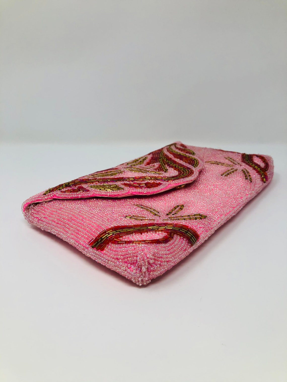 Pink Bridal Beaded Art Deco Handbag // Vintage Beaded Clutch - Etsy