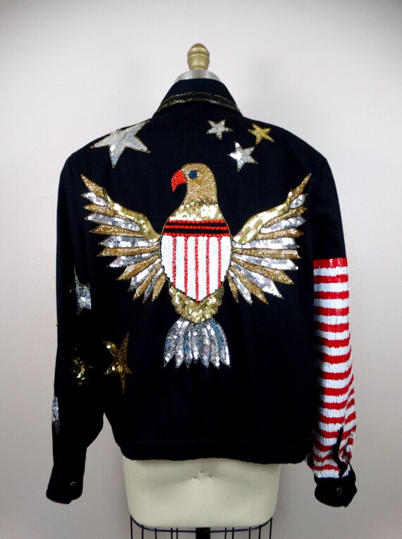 RARE Stars & Stripes Sequin Jacket // USA Flying Eagl… - Gem