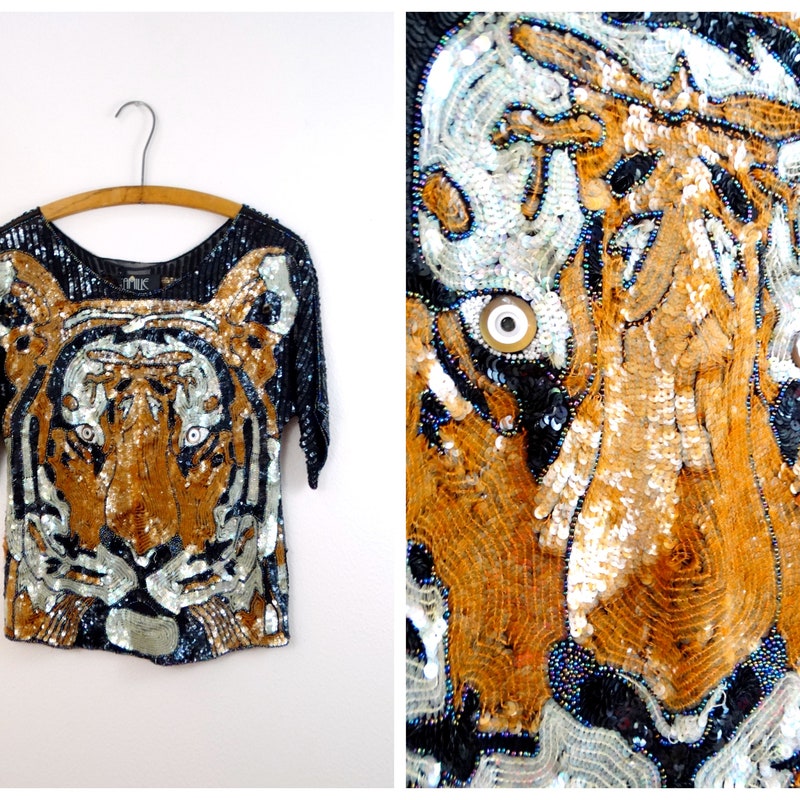 Sequin Tiger Shirt - Etsy