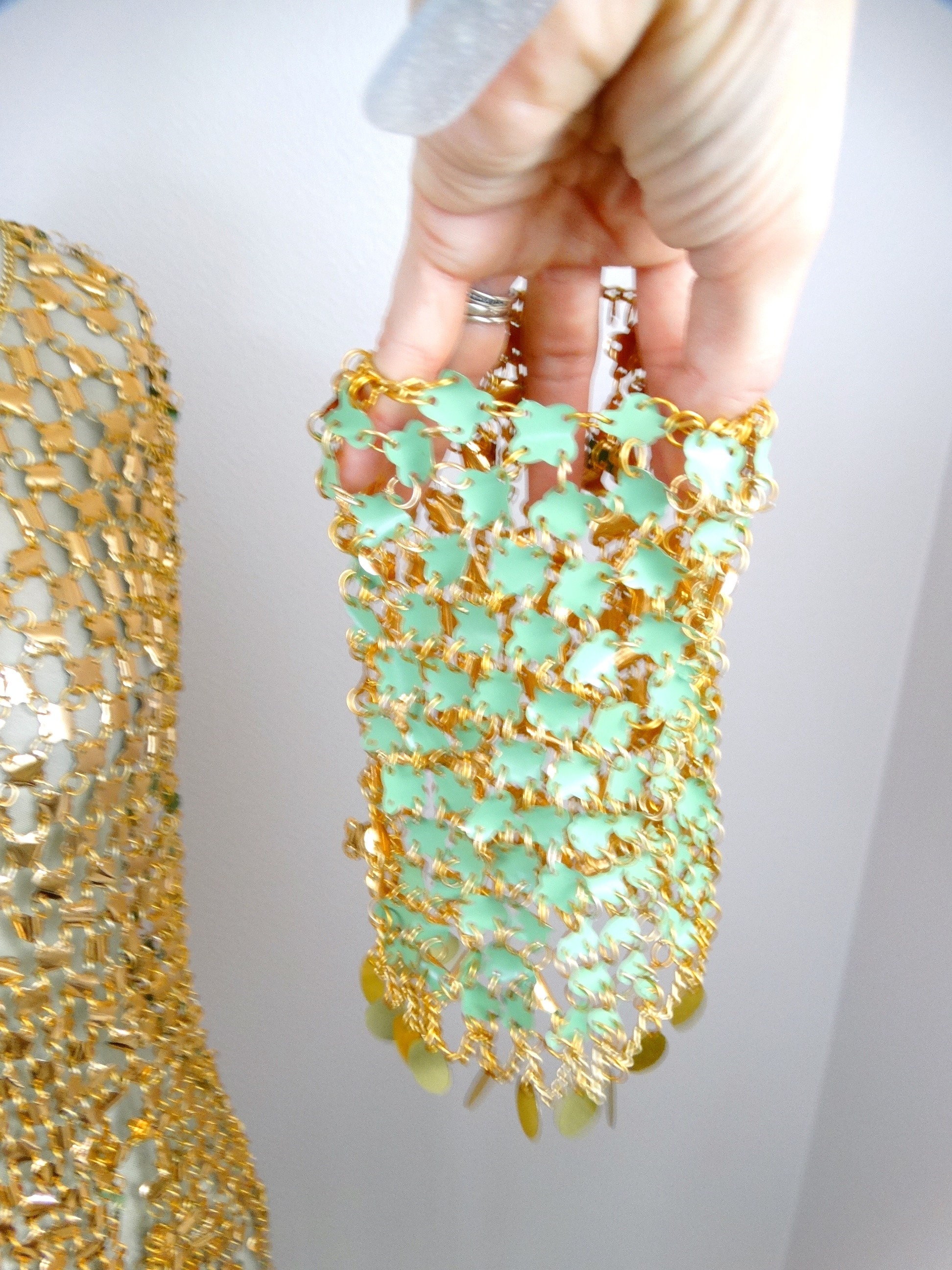 Vintage Chain Mail Dress // Light Metal Discs Mesh Dress // | Etsy