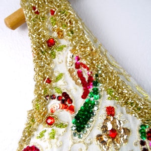 50s Rhinestone Encrusted Jewel Embellished Top // Gold Beaded Sequined ...