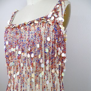 RARE Beaded Fringe Sequined Couture Tank Top / Dripping Fringed Bead ...