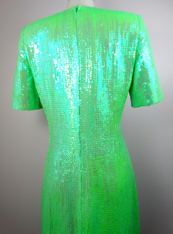 Designer Vintage Neon Sequin Dress / RARE Fluorescent… - Gem