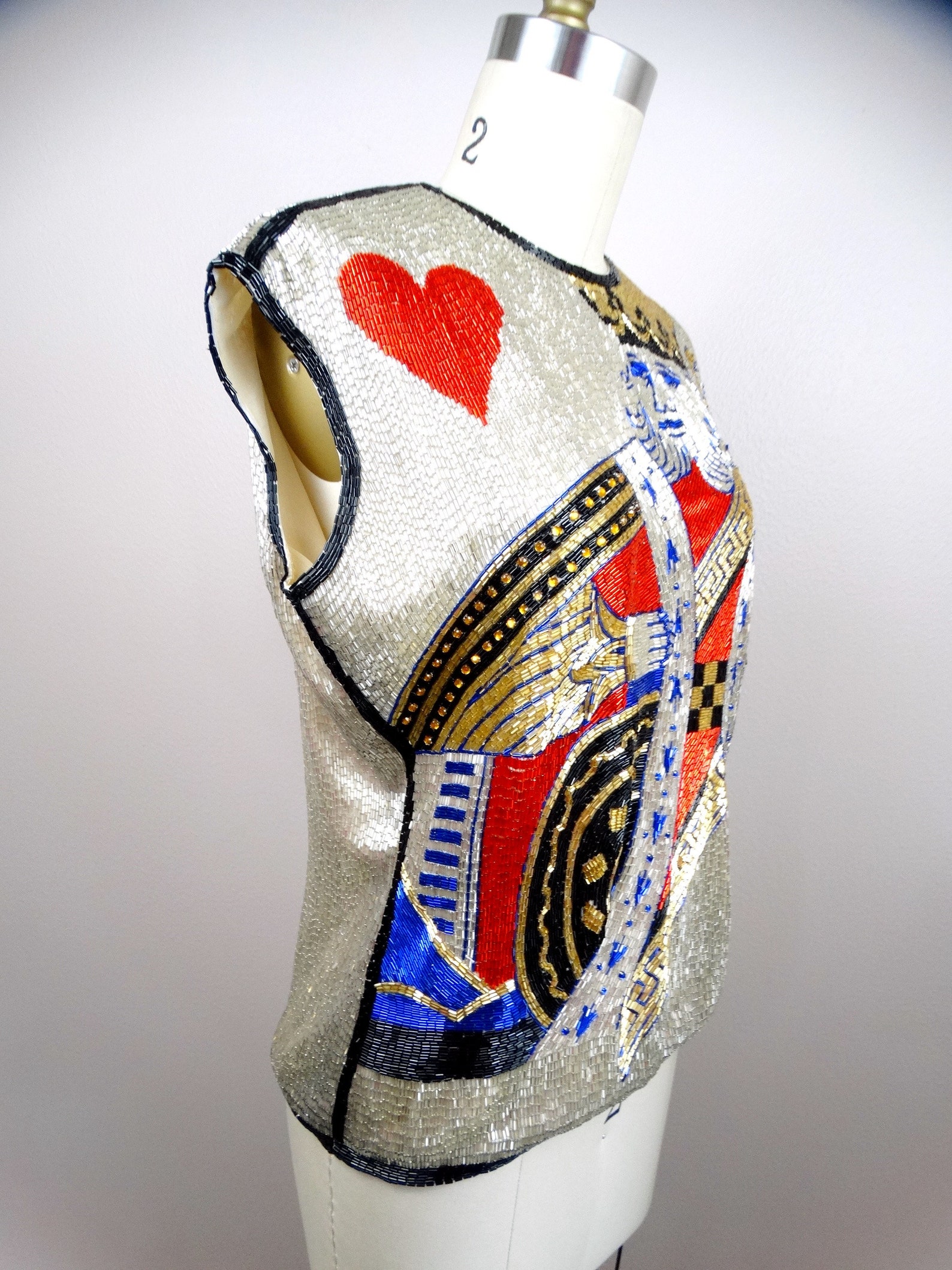 RARE King of Hearts Crystal Beaded Top // Vintage Haute - Etsy
