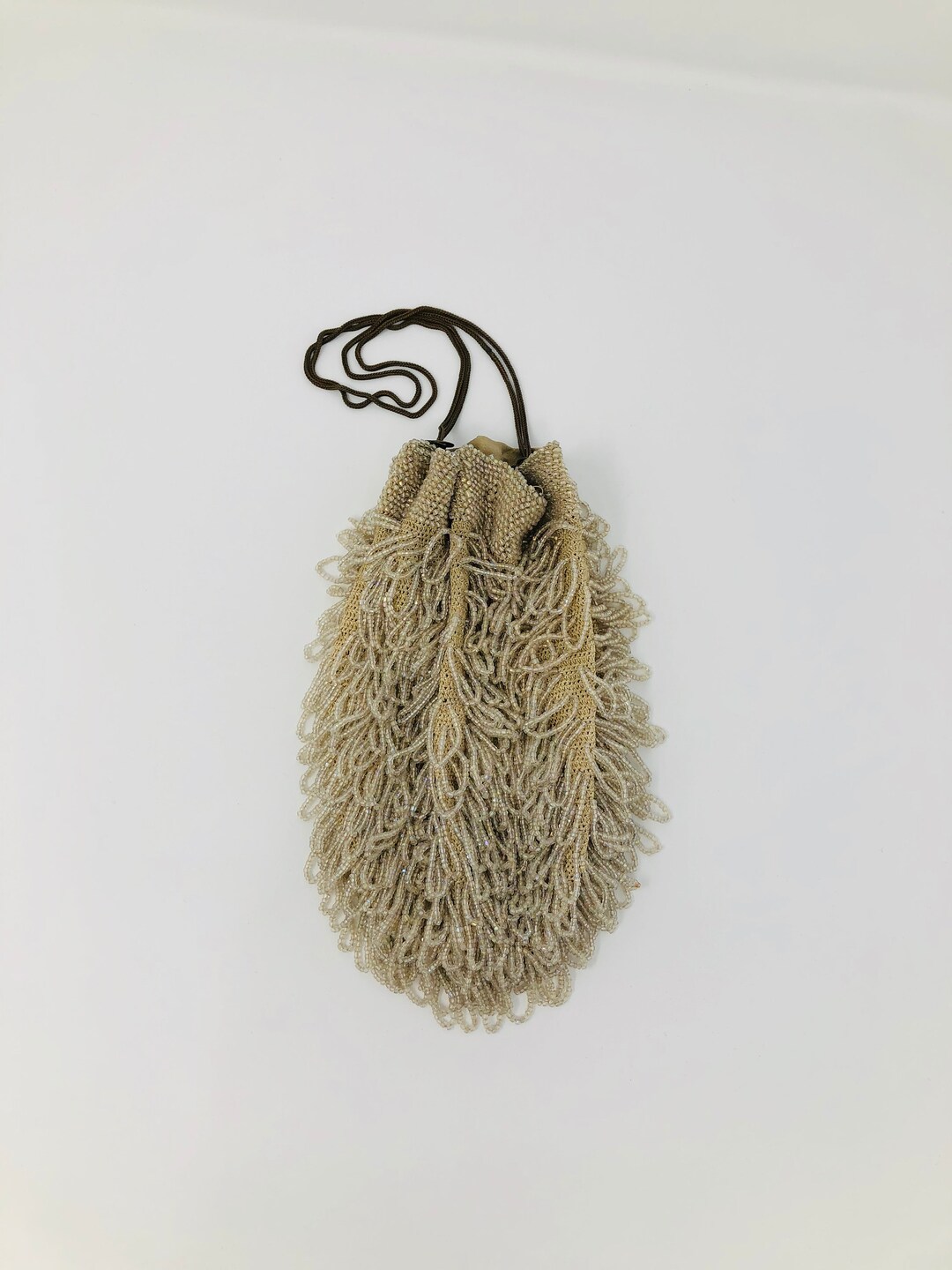 1920s Loop Beaded Fringe Bag // 20's Swag Beaded Drawstring Bag ...