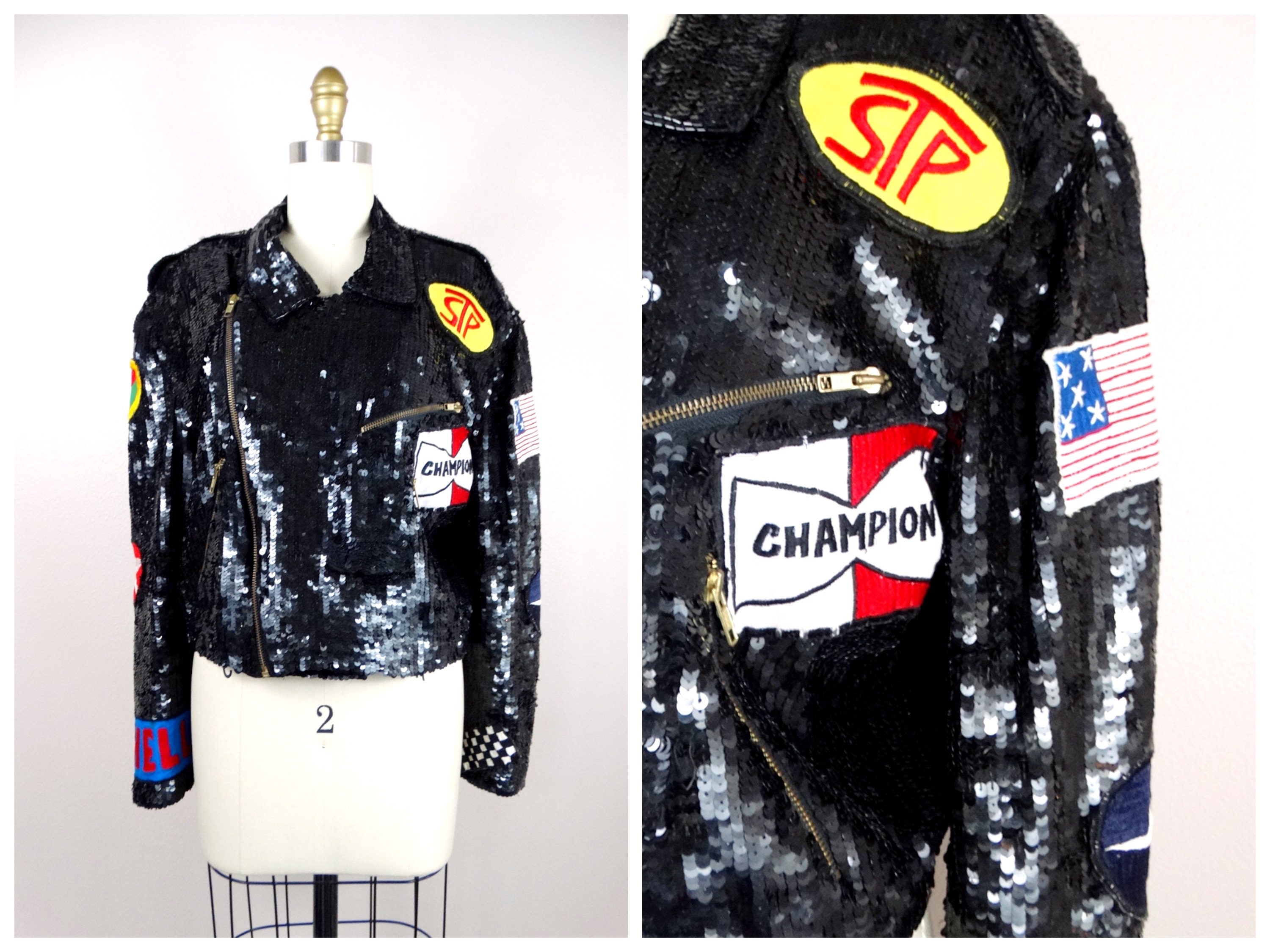 OIL & GAS Industry Sequined Jacket // 80's Sequin Bomber - Etsy