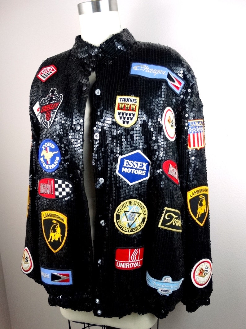 Racing Sequin Bomber Jacket // Luxury Automotive Patches | Etsy