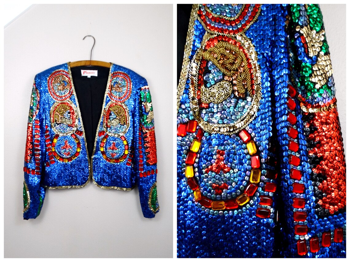 GLAM Couture Jewel Beaded Sequin Trophy Jacket / Bejeweled Sequin ...