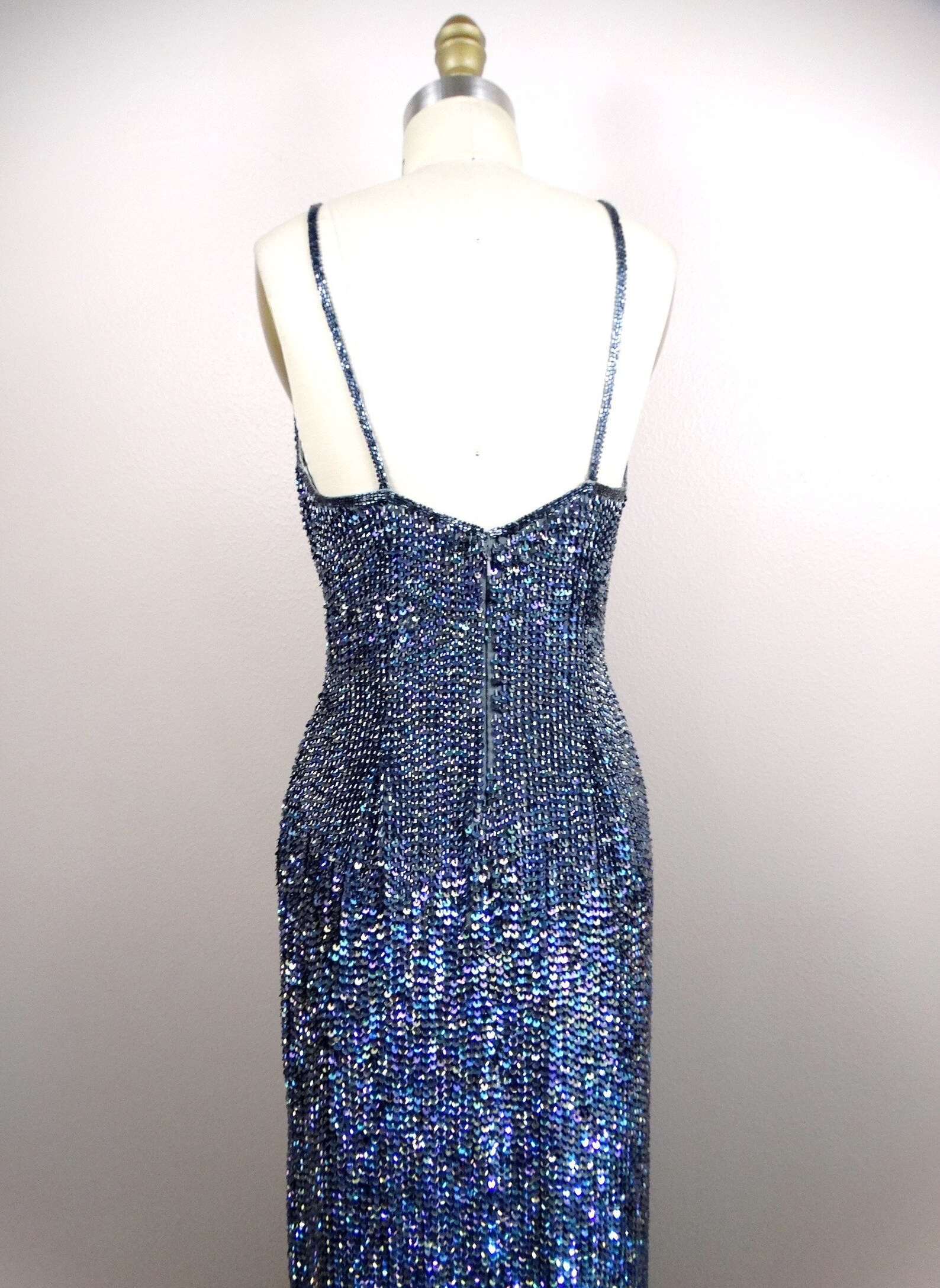 Oilslick Sequin Gown / Iridescent Black Sequined Full Length Dress - Etsy