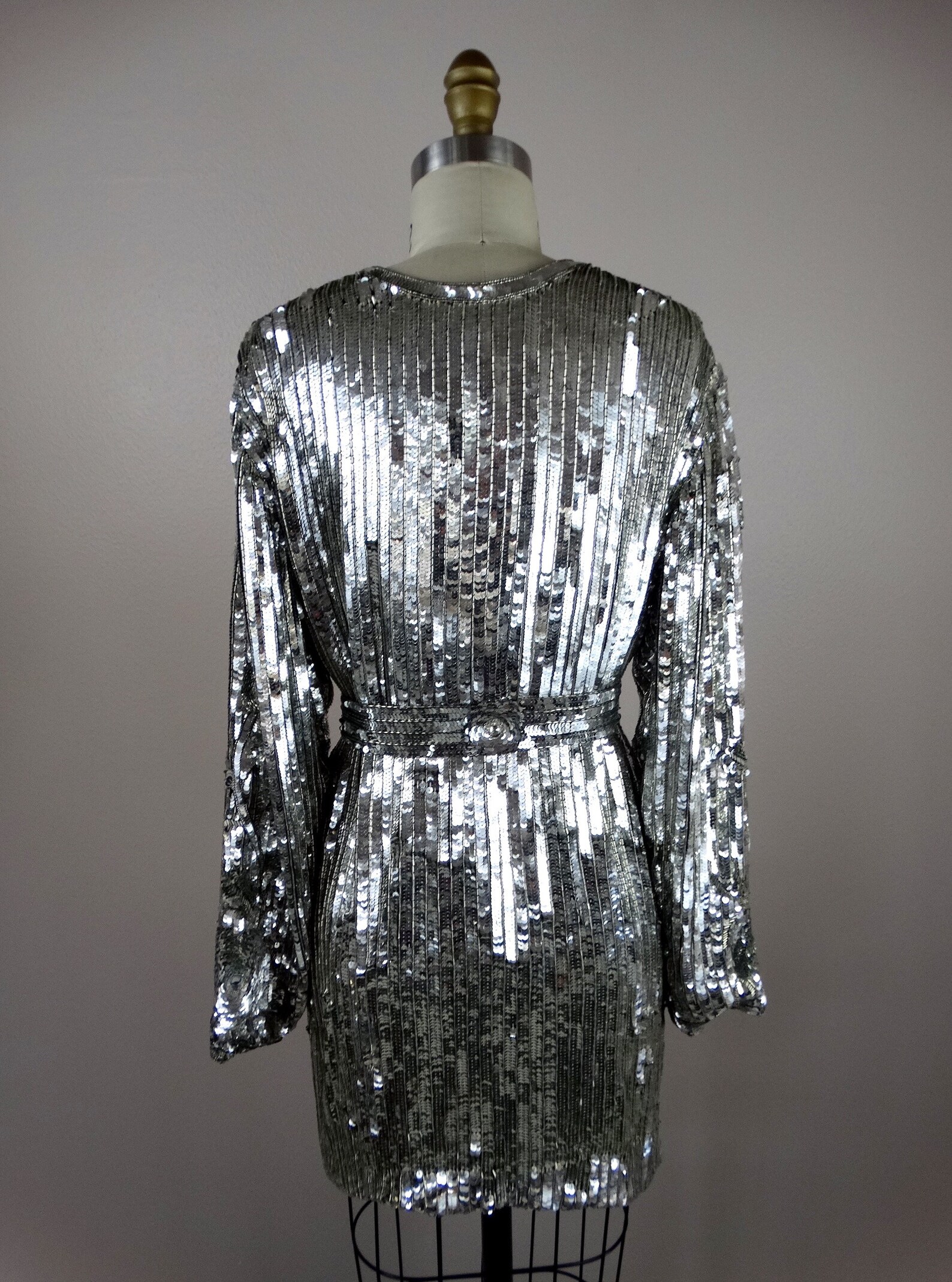 Flashy Sequin Open Top / Mirror Silver Sequined Embellished Glass ...