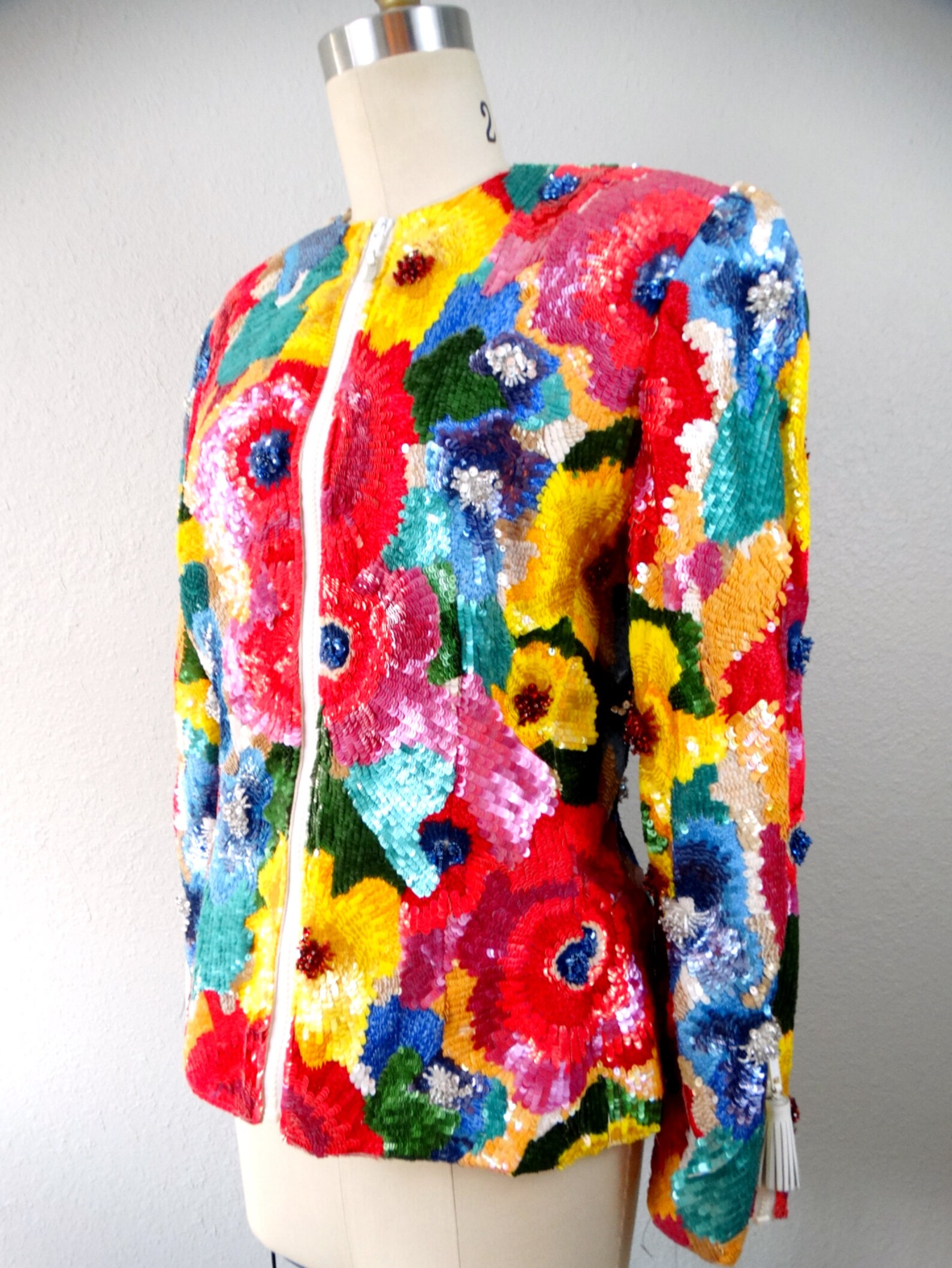 Haute Couture Crystal Beaded Jacket / RARE Vintage Bill Blass Designer ...