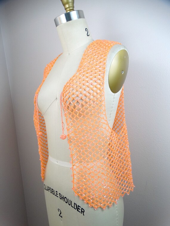 Neon Lattice Beaded Mesh Vest // Iridescent Fluoresce… - Gem