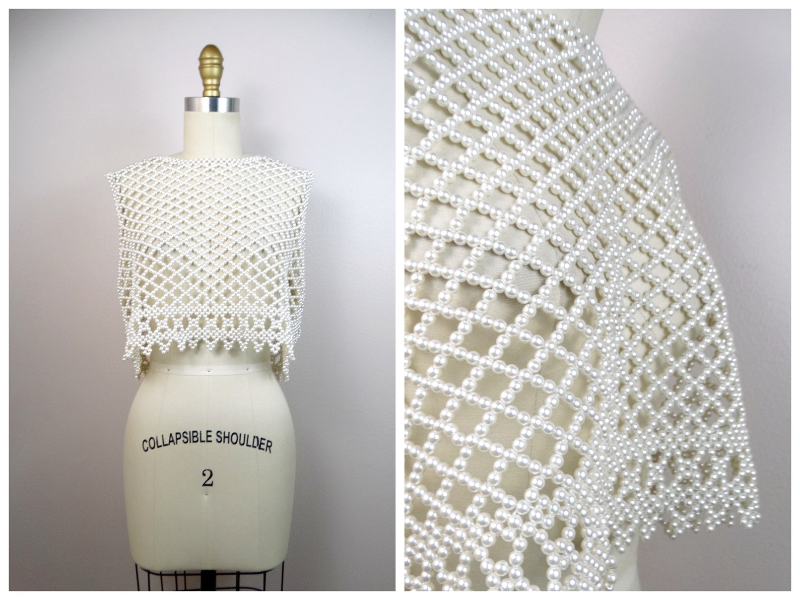 RARE 50s Pearl Beaded Caged Crop Top // Sheer Beaded Cropped Bolero ...