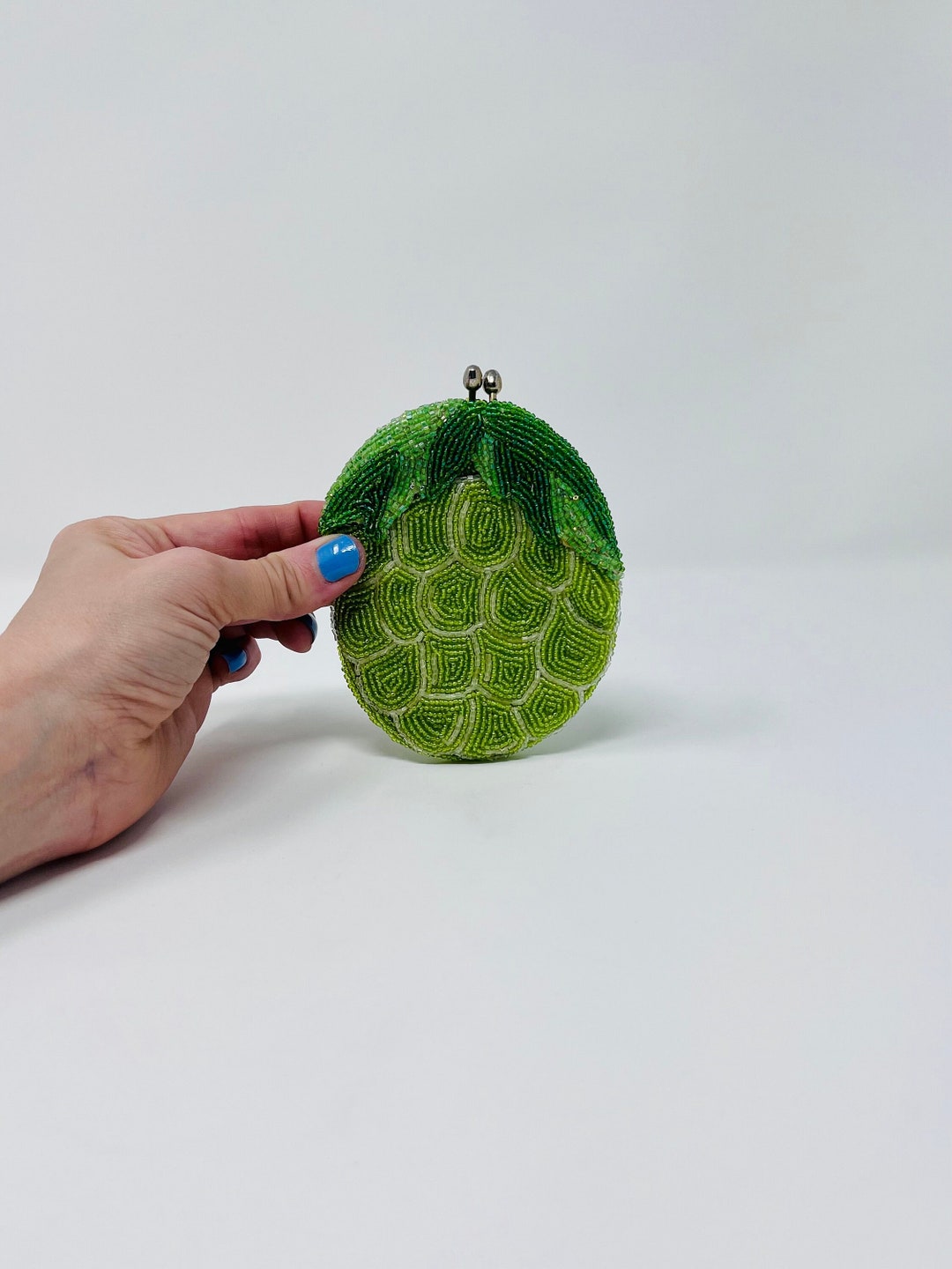 Green Grapes Beaded Change Purse / Vintage Kisslock Coin Purse - Etsy