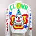 90s Circus Clown Sequined Denim Jacket // Funny Face White Bomber ...