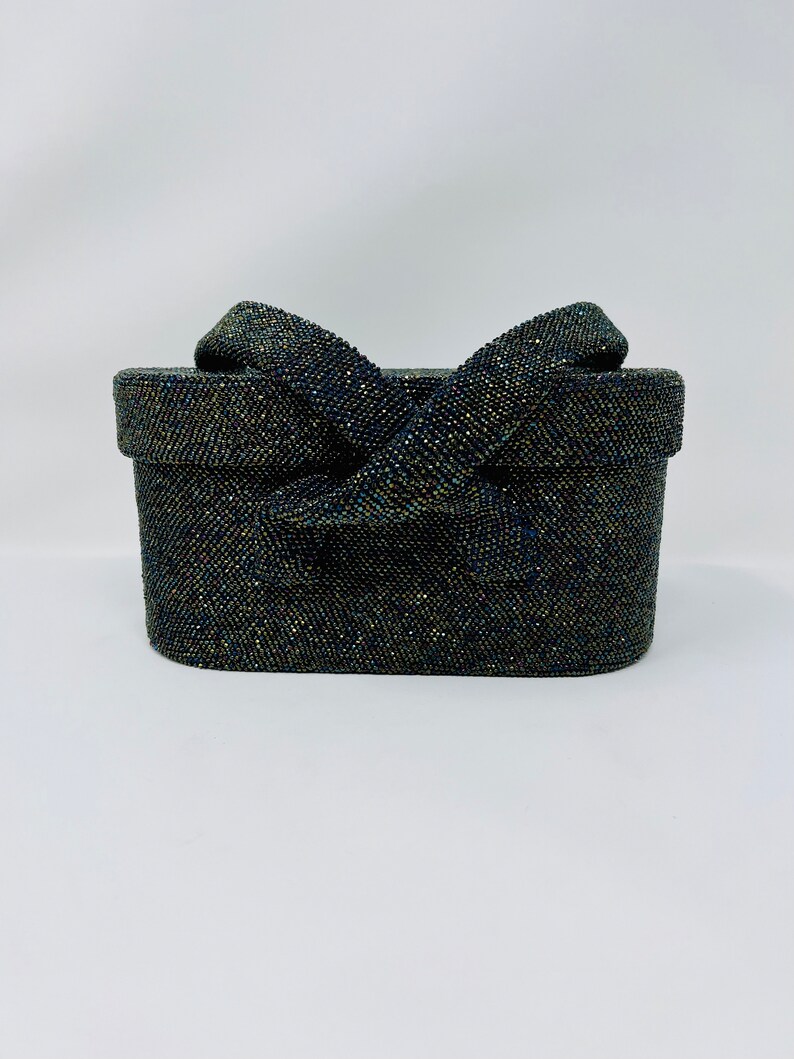 30s Micro Glass Bead Embellished Hard Shell Box Purse / 1930's Oval Mid ...
