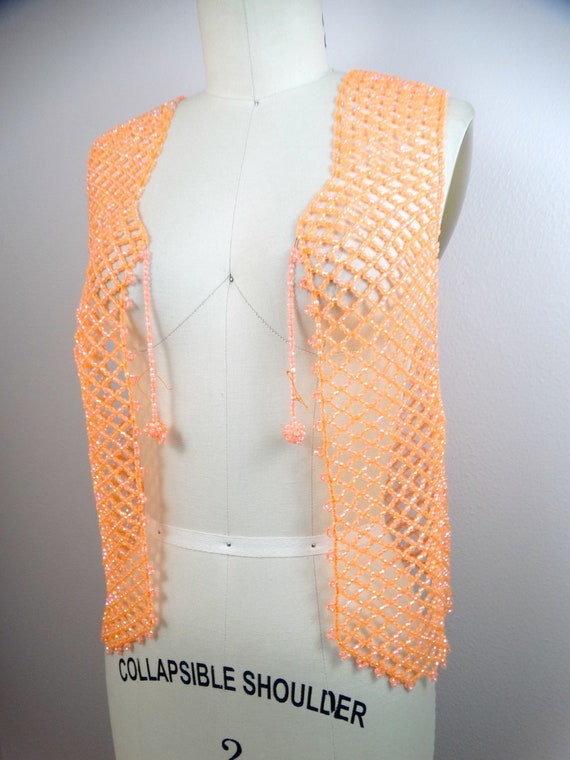 Neon Lattice Beaded Mesh Vest // Iridescent Fluoresce… - Gem