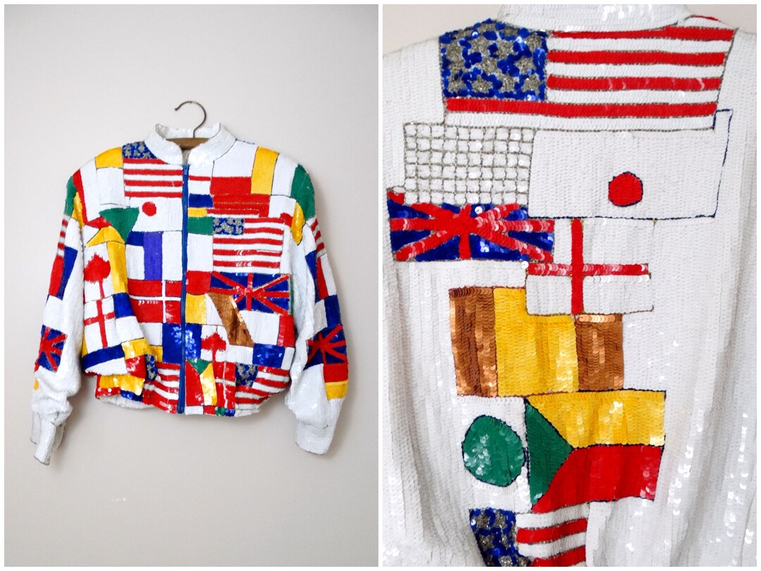 Global GLAM Sequin Jacket / International World of Flags Sequined ...
