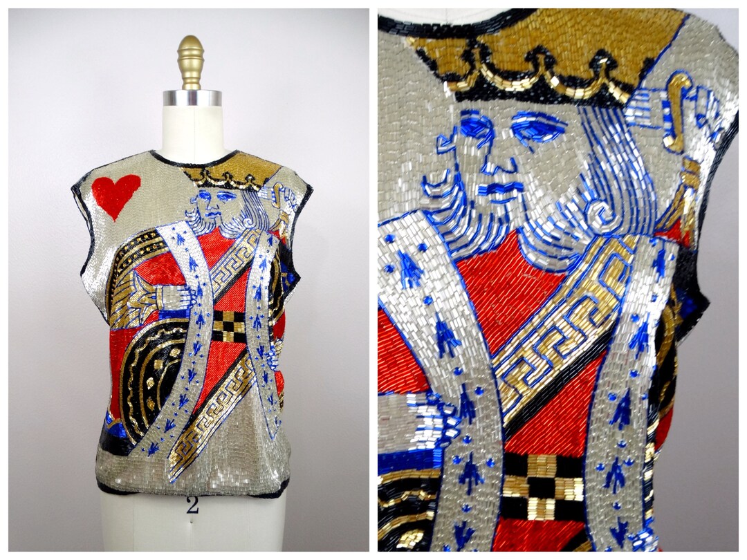 RARE King of Hearts Crystal Beaded Top / Haute Couture Heavily ...