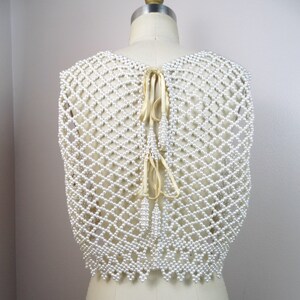 RARE 50s Pearl Beaded Caged Crop Top // Sheer Beaded Cropped Bolero ...