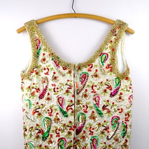 50s Rhinestone Encrusted Jewel Embellished Top // Gold Beaded Sequined ...