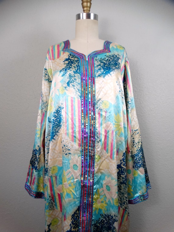 VTG Sequin Embellished Kaftan Gown / Retro Vintage Br… - Gem