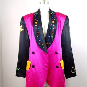 Jewel Beaded Sequined Hearts Blazer // Artsy Deco Heart Moon & Stars ...