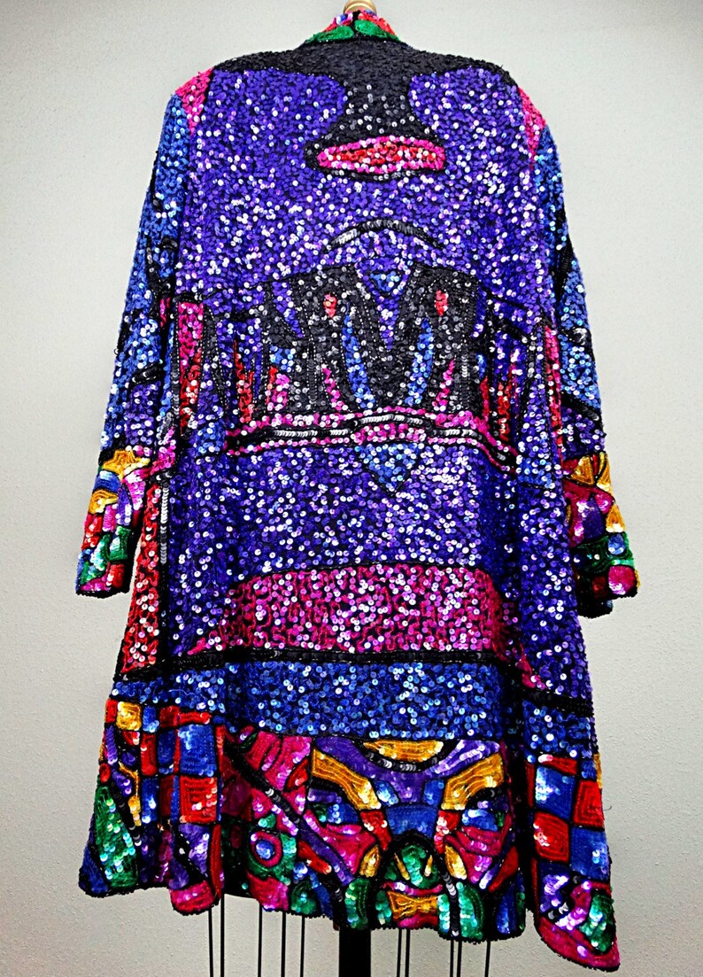 INCREDIBLE Retro Sequined Swing Coat / Colorful Sequined Long - Etsy