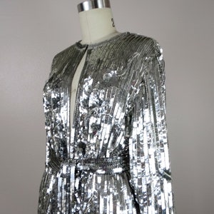 Flashy Sequin Open Top / Mirror Silver Sequined Embellished Glass ...