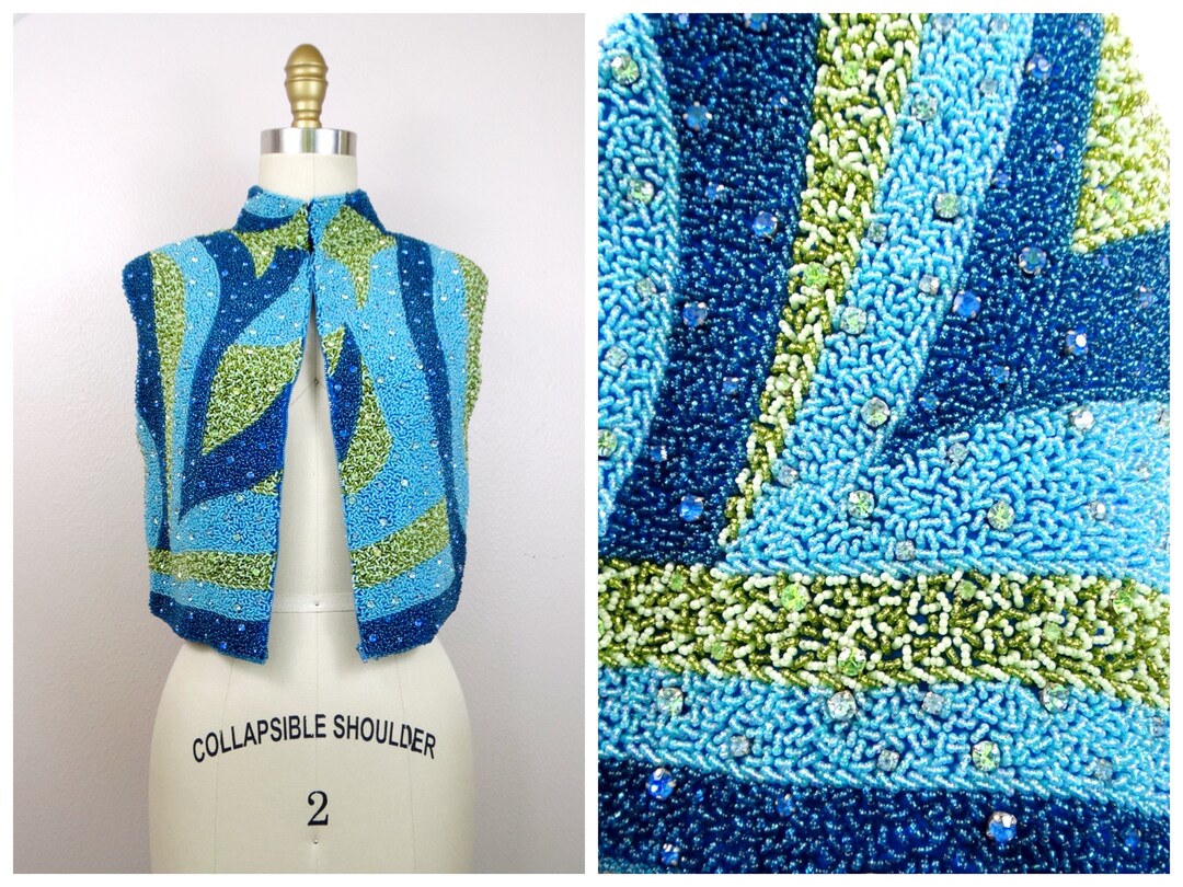 Vintage Beaded Rhinestone Crop Top - Couture Jewel Vest - Etsy