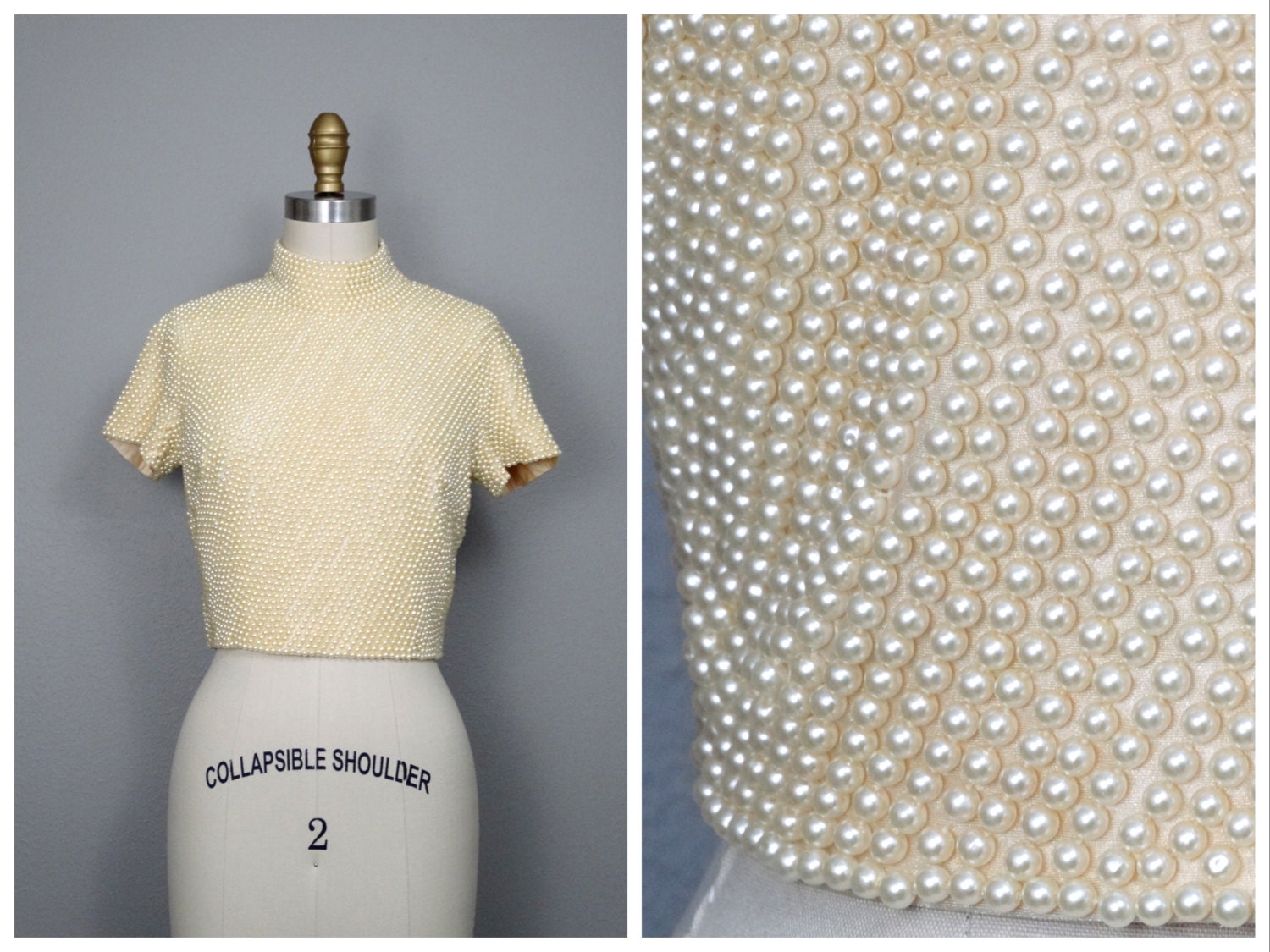 Ivory Pearl Beaded Crop Top // Heavily Embellished Top W/ - Etsy
