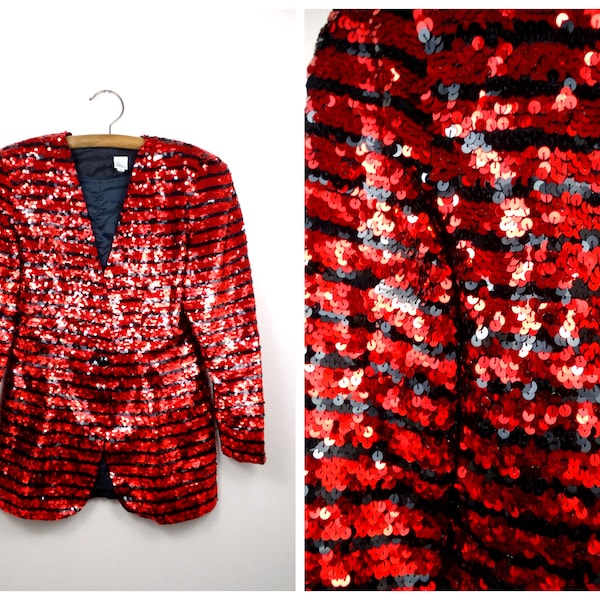 Red Sequin Jacket - Etsy