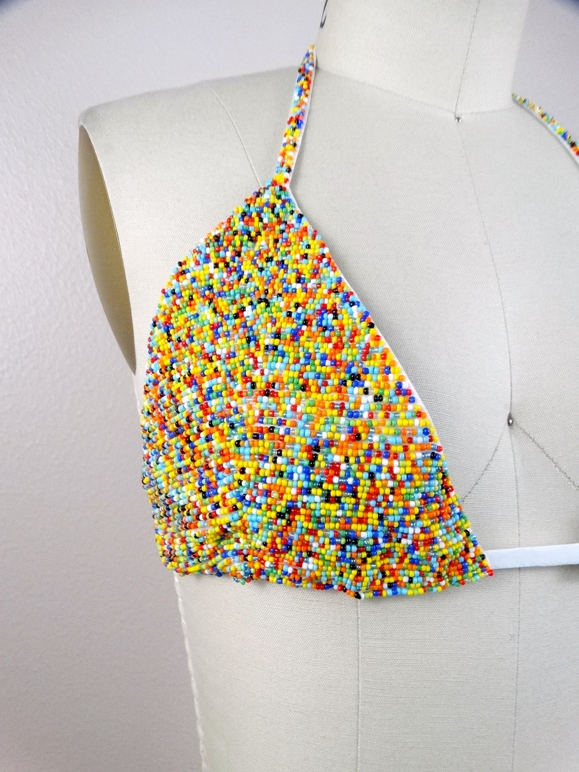 Hand Beaded Bra // Bright Bead Embellished Vintage Bra Top // | Etsy