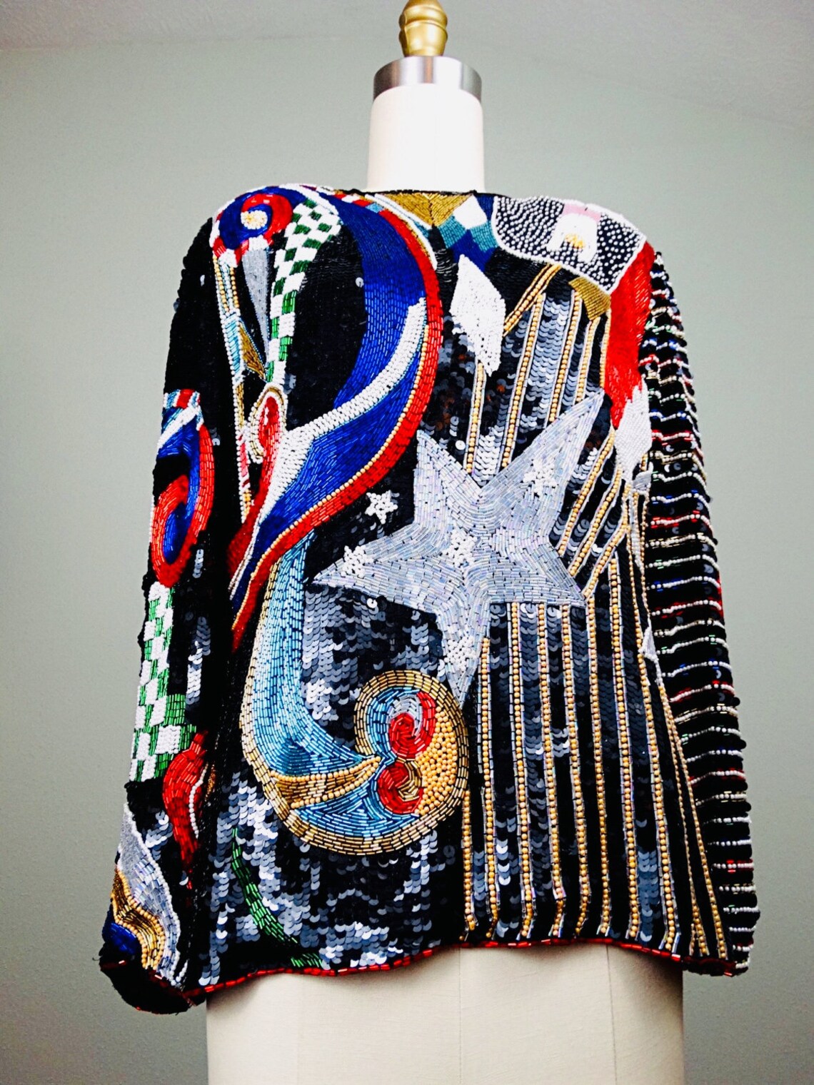 HEAVY Fully Beaded Whimsical Top Heavily Sequined Blouse - Etsy