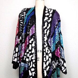 INCREDIBLE Fully Sequined Duster / Retro Embellished Long Jacket ...