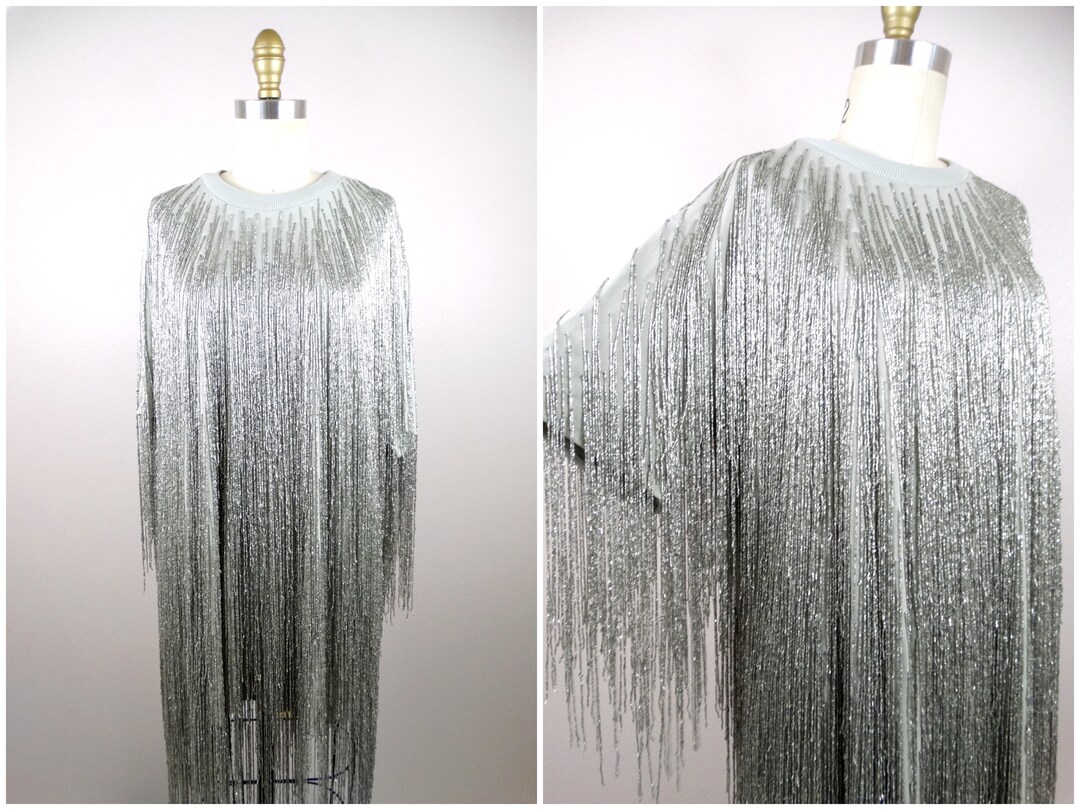 DRIPPING Fringe Beaded Mini Dress by Amen Wardy // HEAVY Thigh High ...