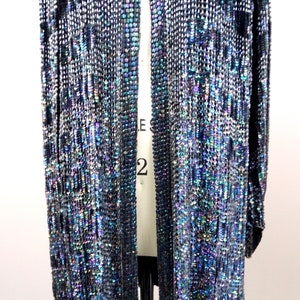 HEAVY All Sequined Beaded Long Jacket / Fancy Sequin Embellished Open ...