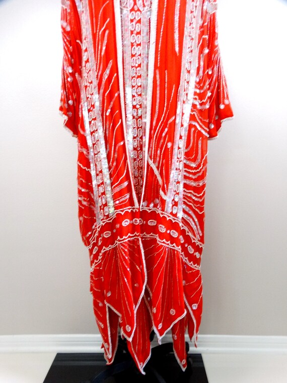 Plus Size Sequin Formal Dress + Duster Set / Bright R… - Gem