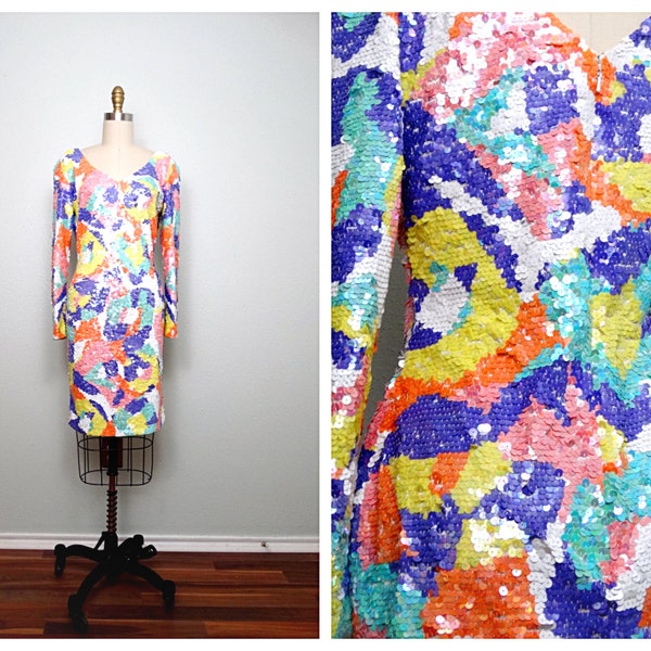 Pastel Sequin Dress - Etsy