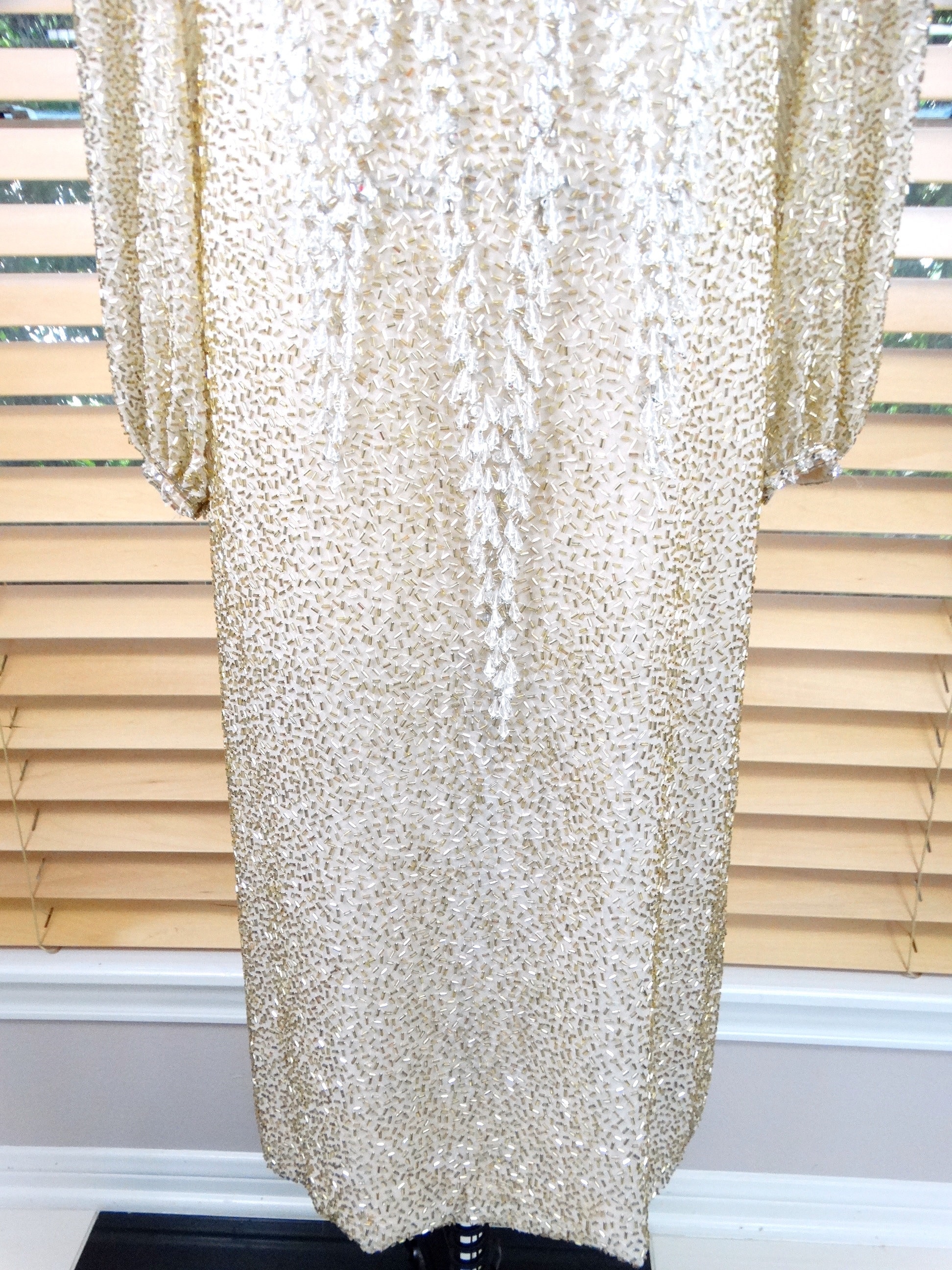 Rhinestone Encrusted Gold Beaded Dress // Heavily Embellished | Etsy